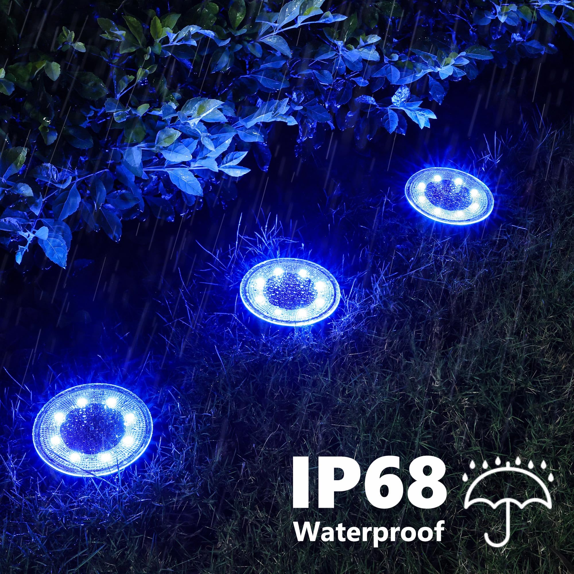 Joomer Solar Ground Lights, 12 Pack 8 LED Waterproof In-Ground Outdoor Landscape Pathway Lighting Sensor Disk Lights for Garden, Patio, Walkway, Lawn, Driveway, Yard(White)