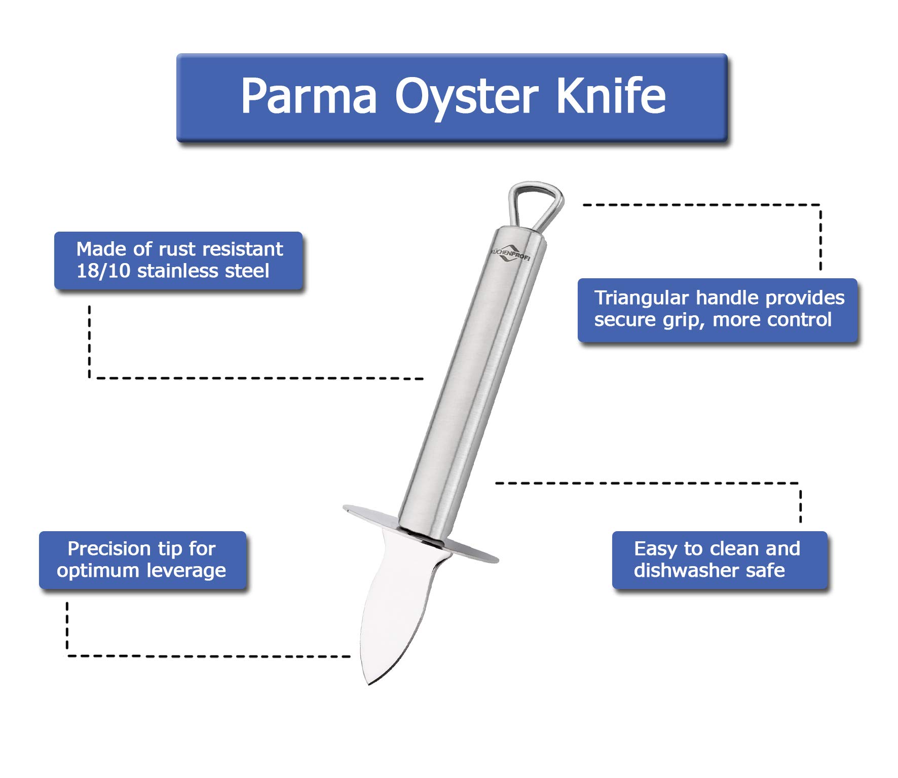 Küchenprofi K1210042800 Oyster Knife, 7.5", Silver