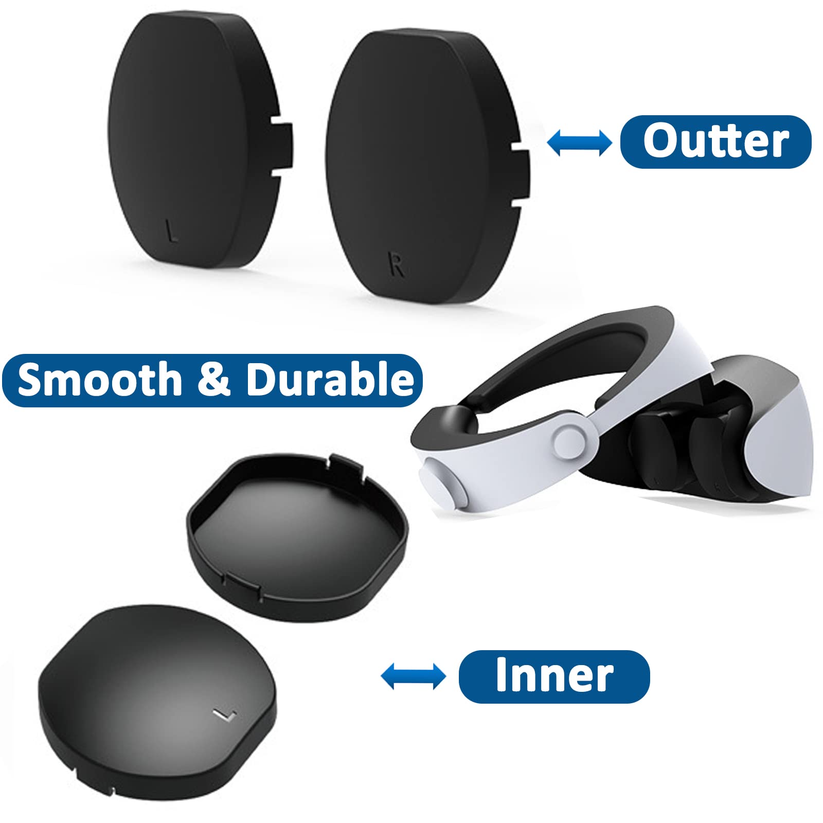 NINKI Compatible Camera Lens Protector Cover for PS VR2 Lens,Anti-Dust Protective Caps for PlayStation VR2 Lens Screen Cover,Hard Anti-Scratch Shell Len Cover PS VR2 PlayStation VR2 Accessories -Black