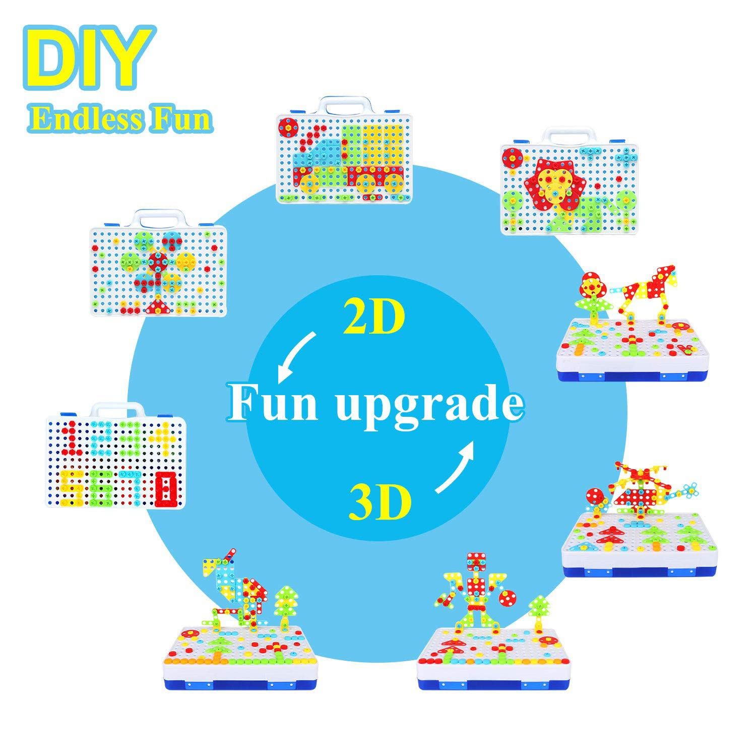 MARAMAXI 258 Pieces STEM Learning Toys, Creative Learning Building Block Games with Toy Drill & Screw Driver Tool Set, Educational Activity Preschool Toys for Kids Ages 3-8