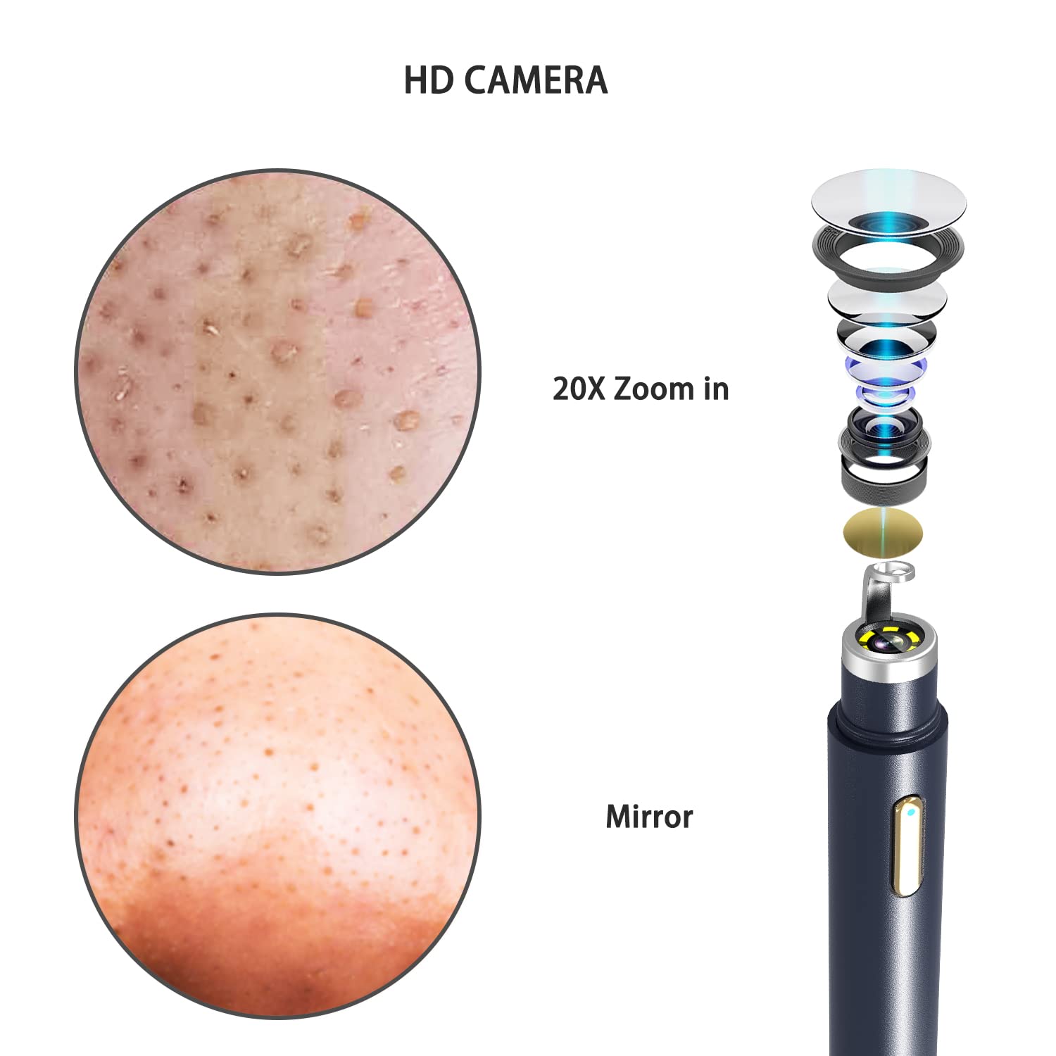Men’s Visible Blackhead Extractor[2022 New], Advanced Pimple Popper with 20X Camera Acne Comedone Whitehead Zit Remover Tool, womfenn Facial Pore Extraction Tools Kit