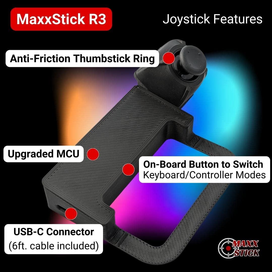MaxxStick Keyboard Joystick for Personal Computer with 360-Degree Movement (with Wrist Rest), Black