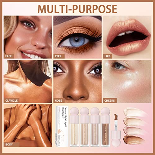 Jutqut Liquid Highlighter, Shimmer Face Body Highlighter Wand,Waterproof and Long-lasting Cream Smooth Highlighter Illuminator, Silky Natural Glow Makeup Stick for Body, 02#STARLIGHT