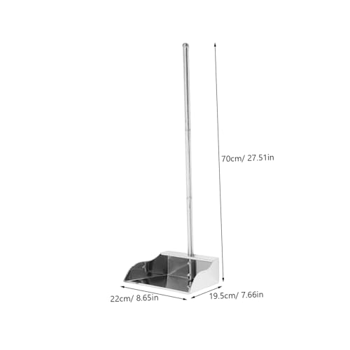 STOBAZA Stainless Steel Trash Shovel Kitchen Cleaning Shop Dustpan Long Handle Dustpan Upright Dust Pan Upright Lobby Dust Pan Industrial Dust Pan Handheld Garbage Dustpan Handled Silver
