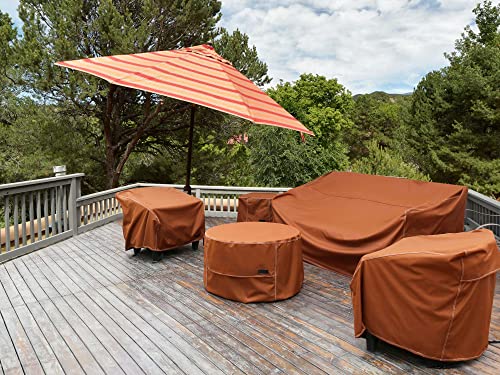 NettyPro Stackable Chair Covers Waterproof Outdoor Stack Chairs Cover Patio Furniture Stacking Chair Covers, Fits for 4-6 Stackable Dining High Back Chairs, 26 W x 35 D x 45 H inch, Brown