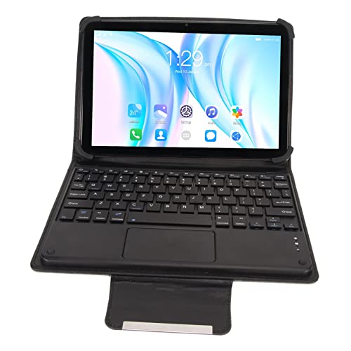 Jopwkuin FHD Tablet, 2 in 1 8 Core CPU 100-240V 8GB RAM 256GB ROM Gold 10.1 Inch Tablet Supports Fast Charging for Reading (US Plug)