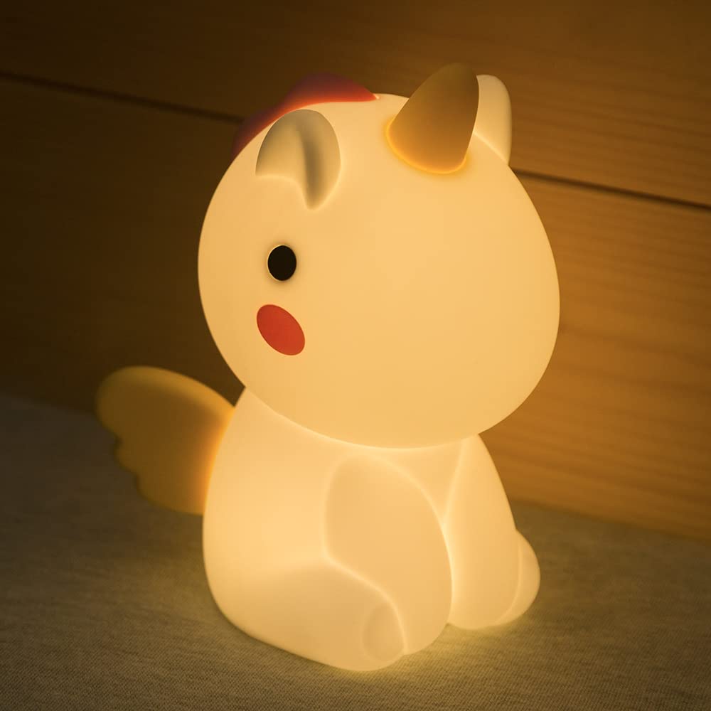 Night Light for Kids Lamp, Unicorn Rechargeable Baby Night Lamp, Silicone Touch 16 Color