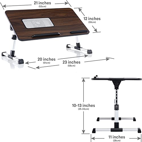 Husband Pillow Combo - Backrest Pillow with Arms : Medium White & Lap Desk Bed Tray : Brown - Aspen Memory Foam Reading Pillows for Bed w/Removable Neck Roll & Laptop Bed Tray Table