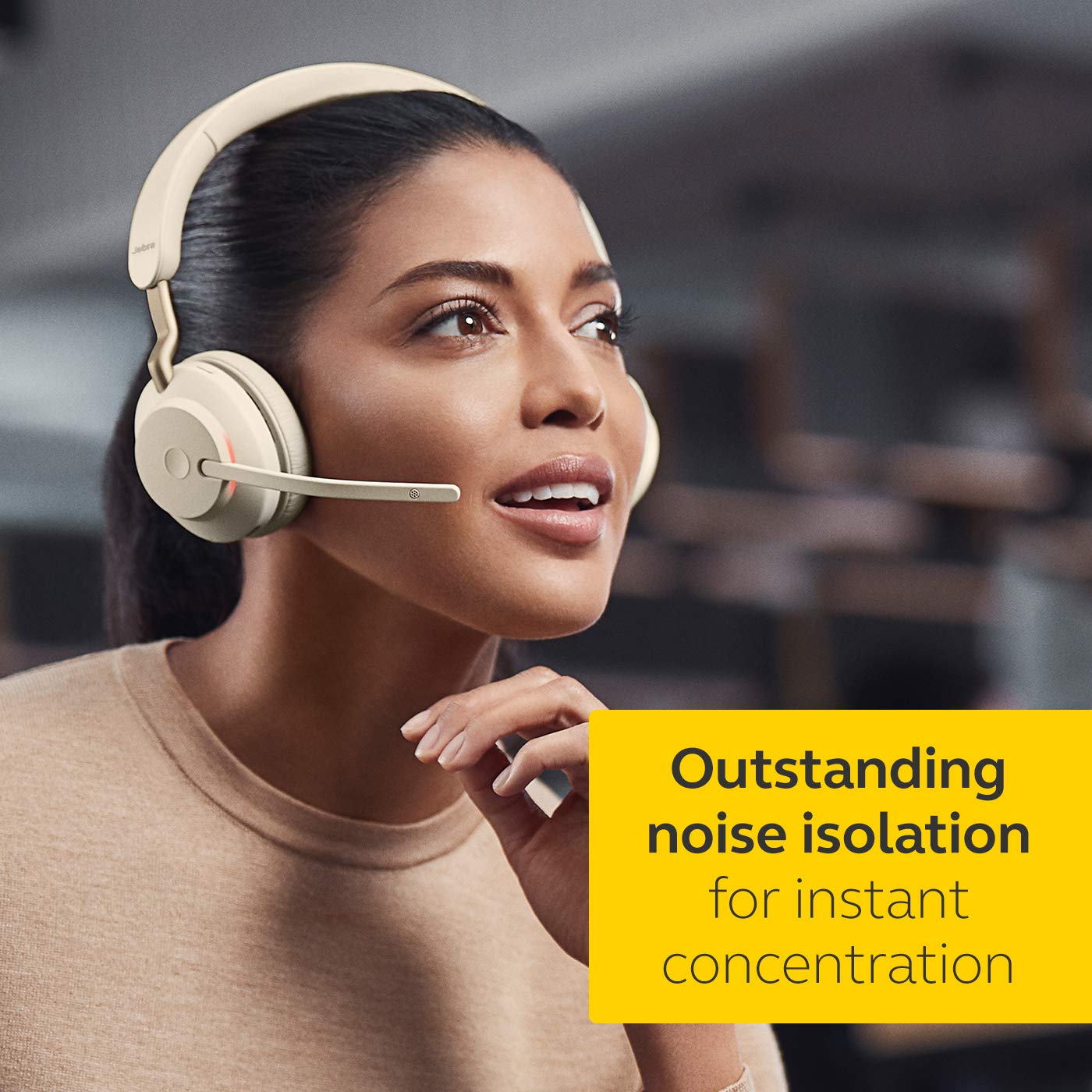 Jabra Evolve2 65 USB-C MS Stereo with Charging Stand - Beige Wireless Headset/Music Headphones