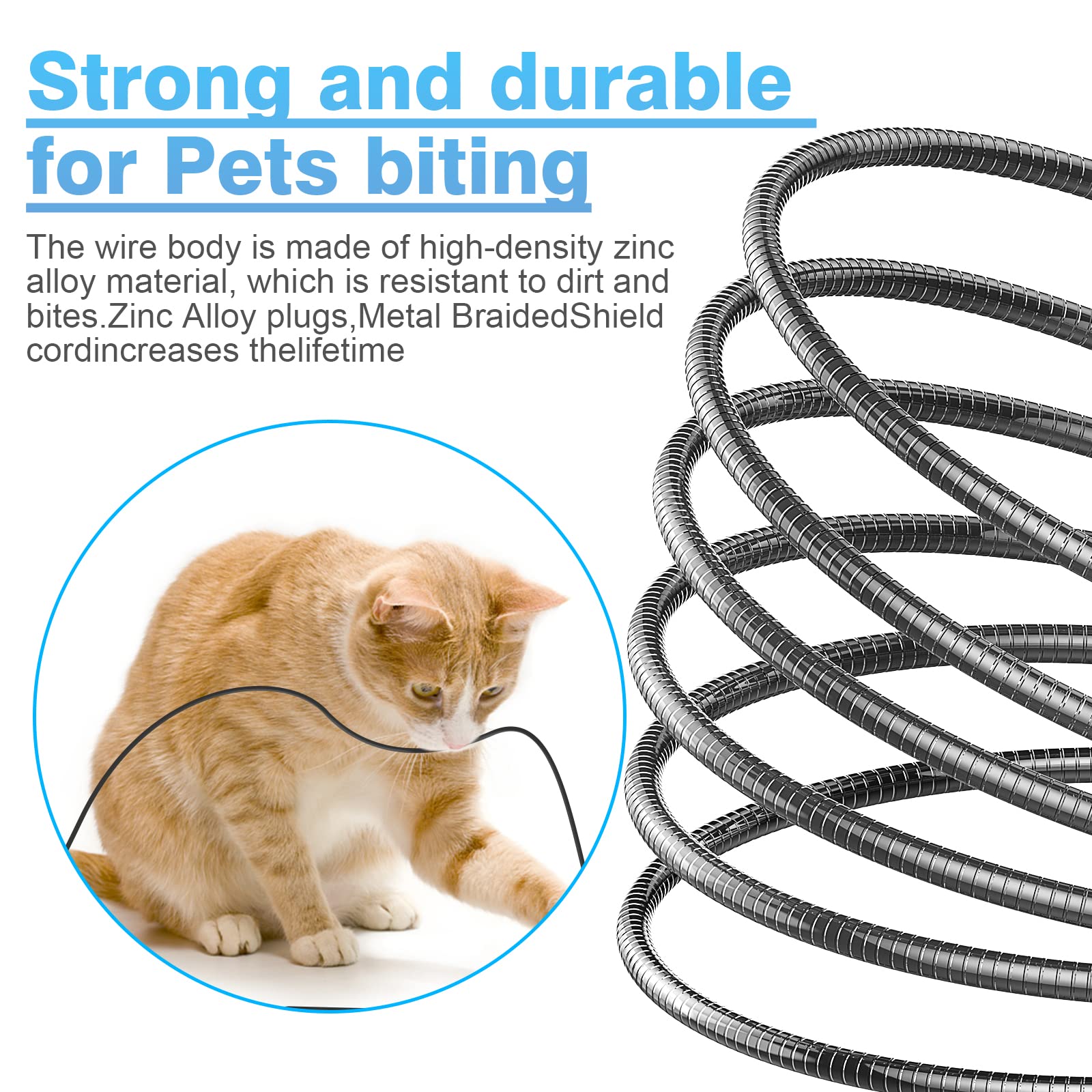 Metal Braided iPhone Charger Cable 6.6Ft/2M Long Lightning Cable Apple MFi Certified Fast Charging iPhone USB Cord iPhone Syncing Data Cable chew Proof for iPhone 13/12/11/X/Max/8/7/Plus/ipad