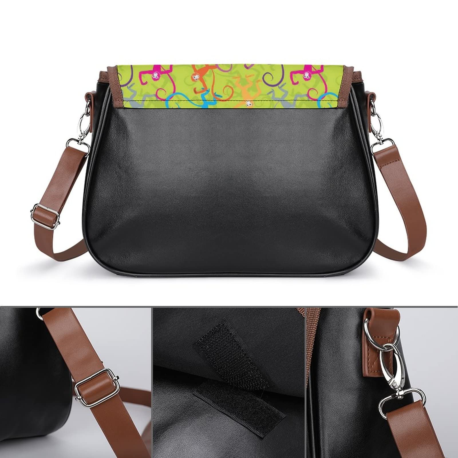 Monkey Animal Women's Vintage Crossbody Shoulder Bag Leather Handbags Small Purse