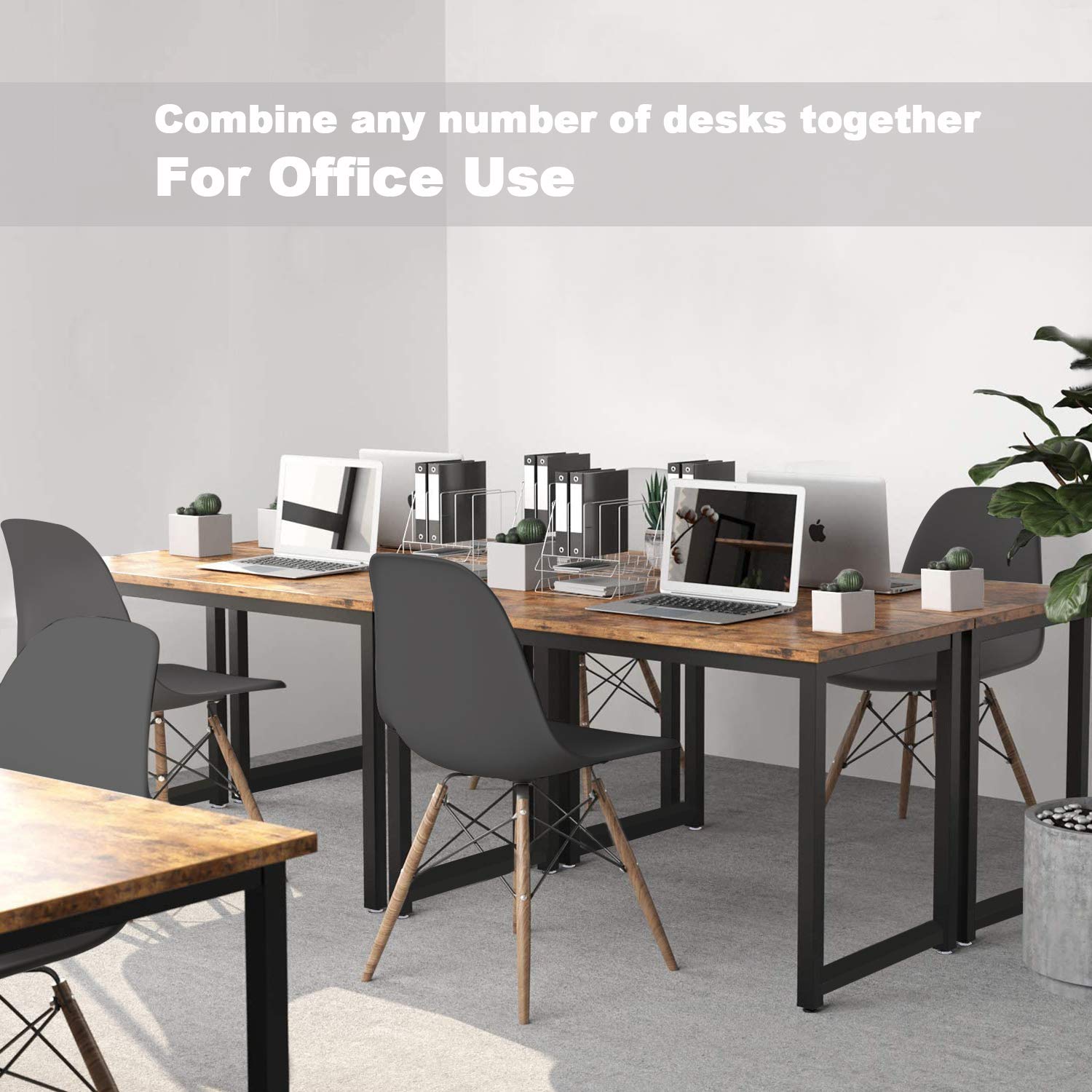 JISOSO Computer Desk, 47" Modern PC Laptop Gaming Table Industrial Style Writing Desk for Office and Home, Vintage Woodgrain MDF Board Tabletop, Metal Frame, Rustic Brown