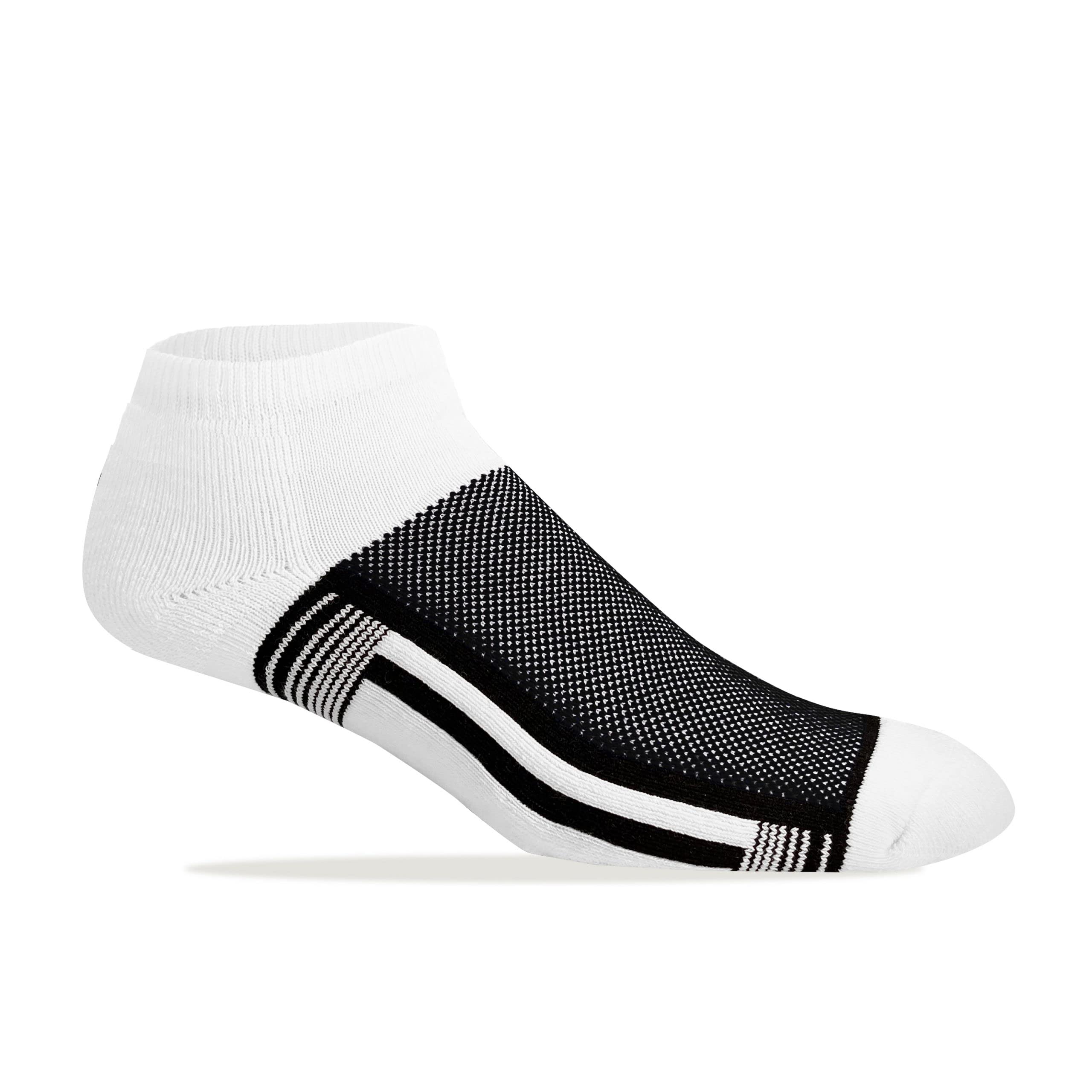 Jox Sox Men's Cushioned Low Cut Socks (REGULAR - MEN’S SHOE SIZE 7-12, Men's Cushioned Low Cut White/Black)