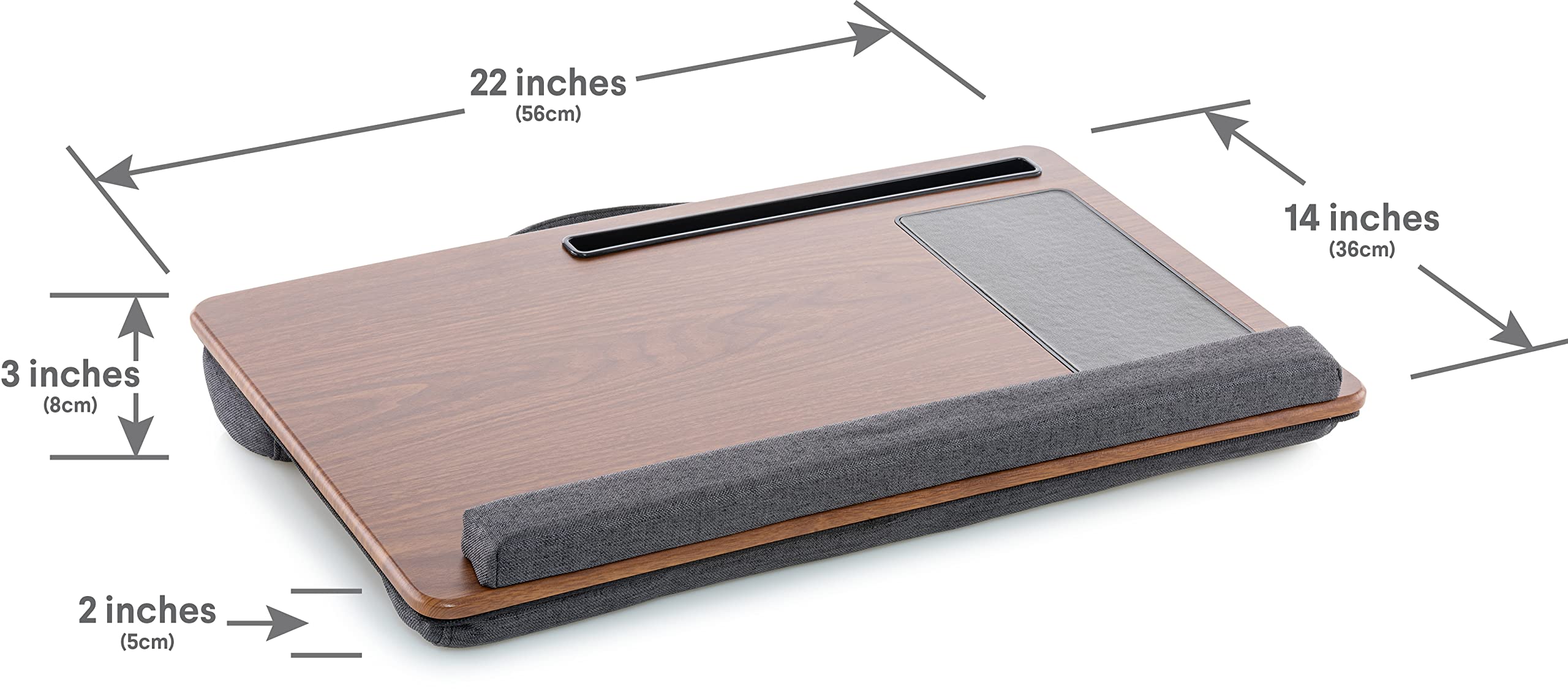 Husband Pillow Combo - Backrest Pillow with Arms : XXL Purple & Foldable Laptop Tray : Brown - Memory Foam Reading Pillows for Bed w/Removable Neck Roll & Laptop Bed Tray Table