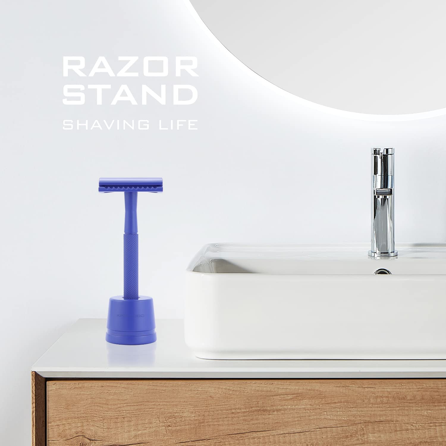 Package of Kinghood Double Edge Safty Razor & Razor Stand For Men And Women(10 Blades,Dark Blue)
