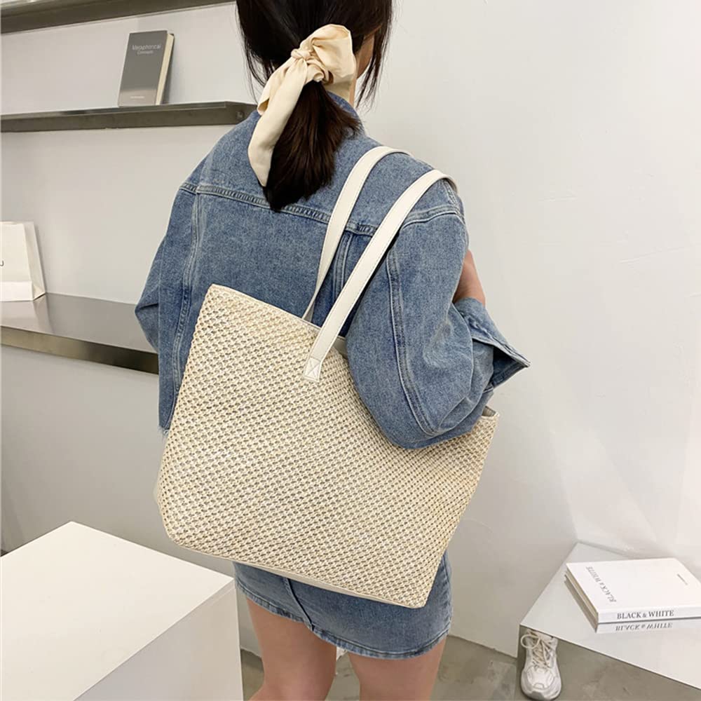 JOYART Women's Tote Bag PU Leather Fashion Shoulder Bag for Office, Gift for Mother,Girlfriend-Large Capacity, Beige