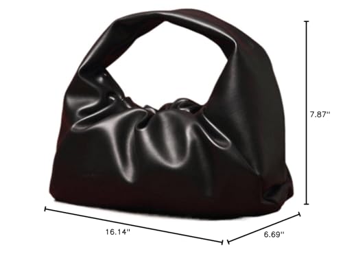 MBETA Fashion Soft Leather Croissant Bag Large-Capacity Pleated Cloud Bag Shoulder Hand-Held Underarm Women's Bag Simple Solid Color Trend