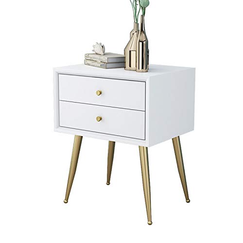 SJYDQ Nordic Solid Wood Bedside Table with Double Drawer Design Bedside Table, Coffee Table Bedroom Mini Bedside Table, White