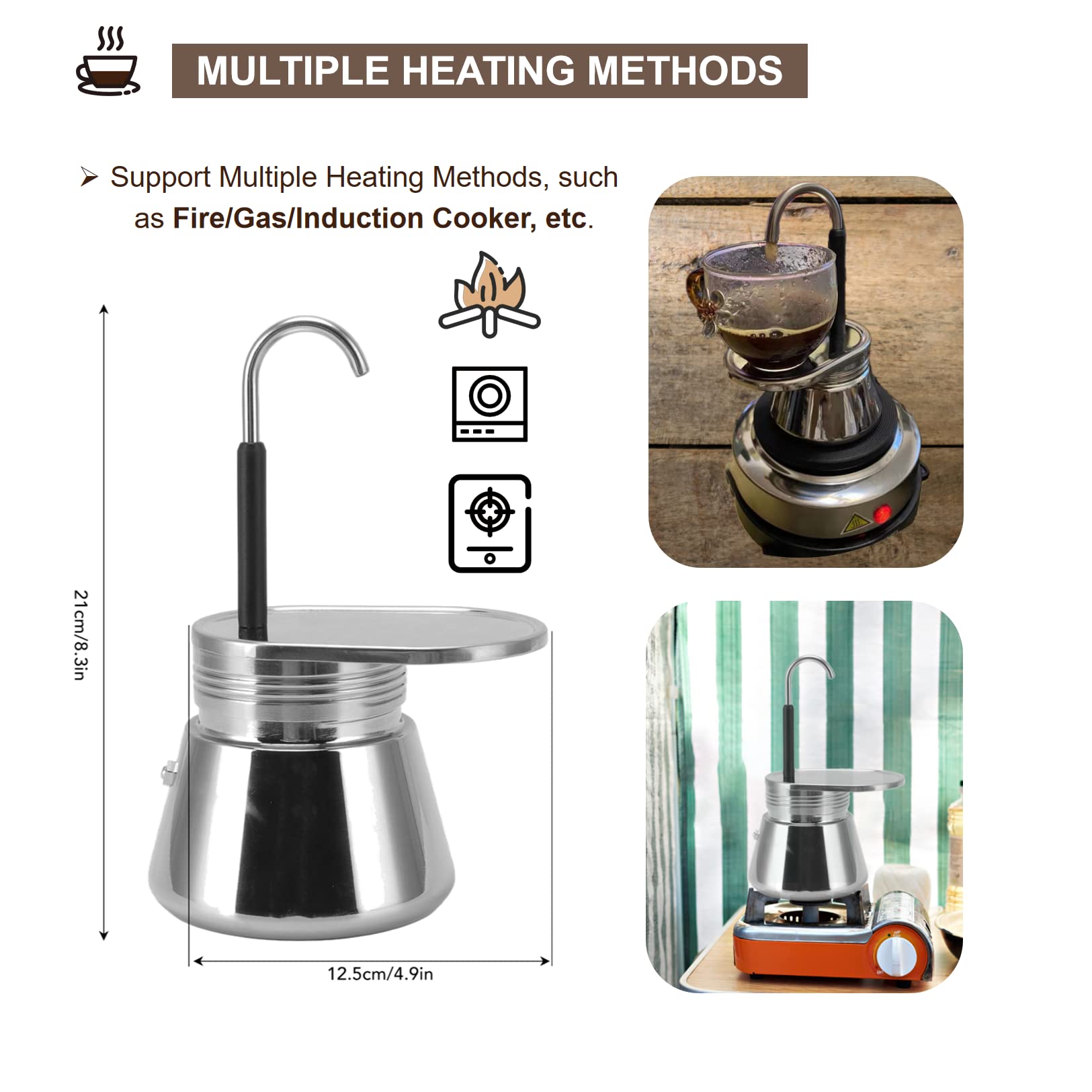 KUIDAMOS Stovetop Espresso and Coffee Maker,3 Cup Classic Stovetop Espresso Maker Flavored Italian Style Delicious Coffee Maker for DIY Stovetop Espresso