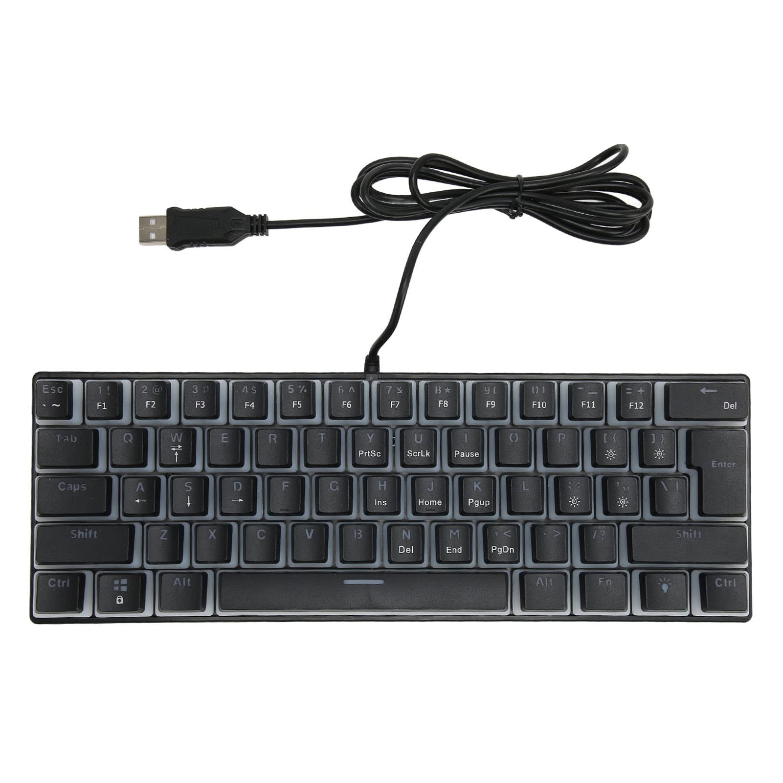 RGB Backlit Mechanical Gaming Keyboard, 61Keys Blue Switch Compact Mini Wired Gaming Keybaord, ABS Anti Ghosting Hot Plug Computer Keyboard