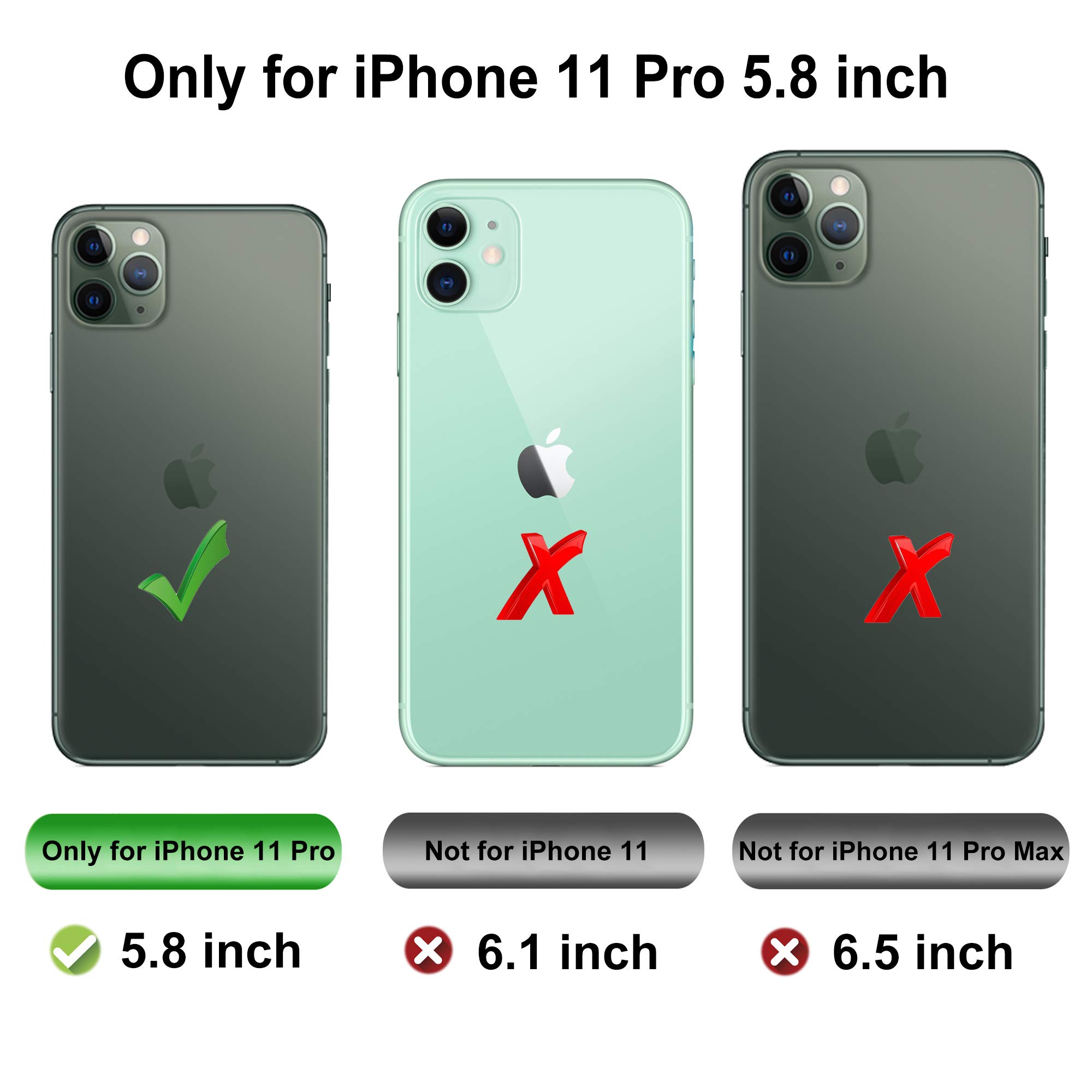 Janazan iPhone 11 Pro Waterproof Case, 360 Full Body Clear Protective Case with Built-in Screen Protector, Waterproof Shockproof Snowproof Dirtproof for iPhone 11 Pro 5.8 inch 2019 (Black/Clear)