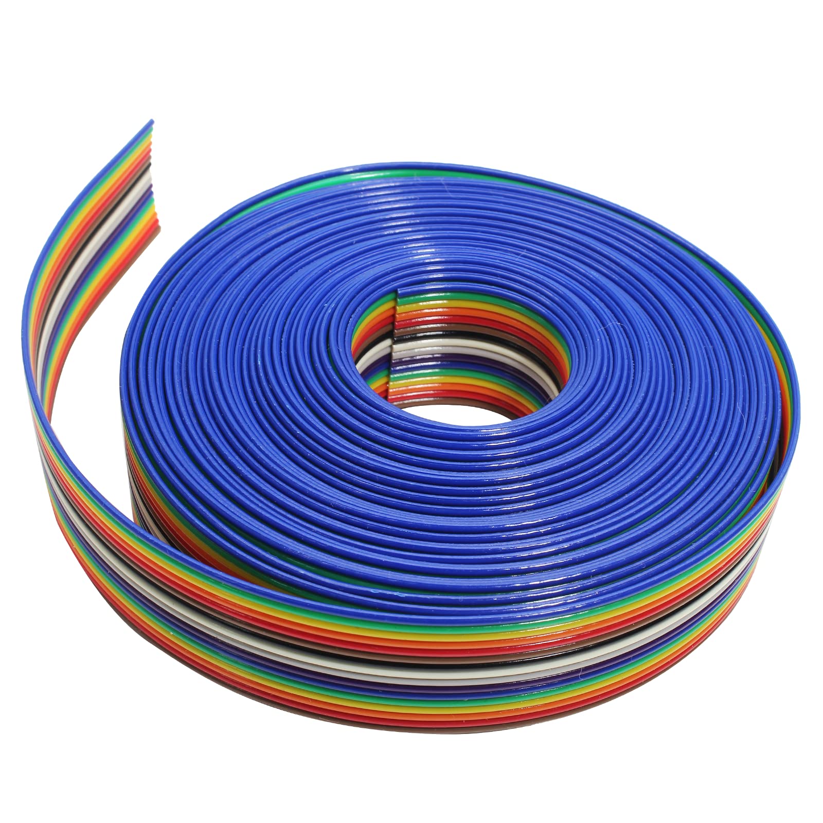 Piutouyar Rainbow Color IDC Ribbon Cable, 16 Wire (16ft/5m) IDC Wire Connectors for 2.54mm Pitch Connectors