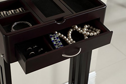 Proman Products Norstar Suit Valet Stand VL36245 with Detachable Hanger, Trouser Bar, Tie Bars, Mirror Tray & Drawer, 20βW x 15β D x 49βH, Mahogany