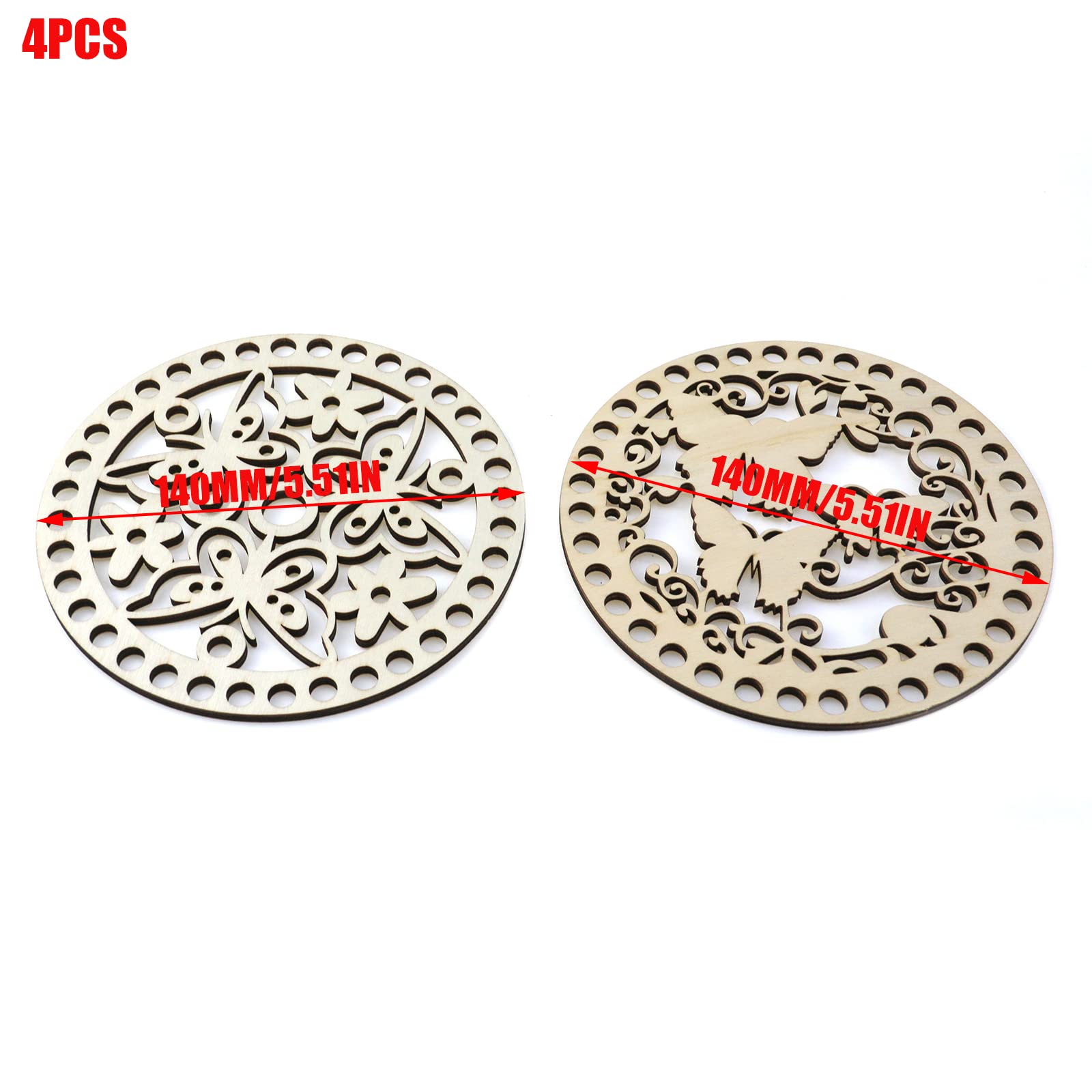 Mewutal 4pcs Wooden Basket Bottom DIY Woven Bag Cover Messenger Bag Base for Handbag Purse Shoulder Bag (Style 2 + Style 3)