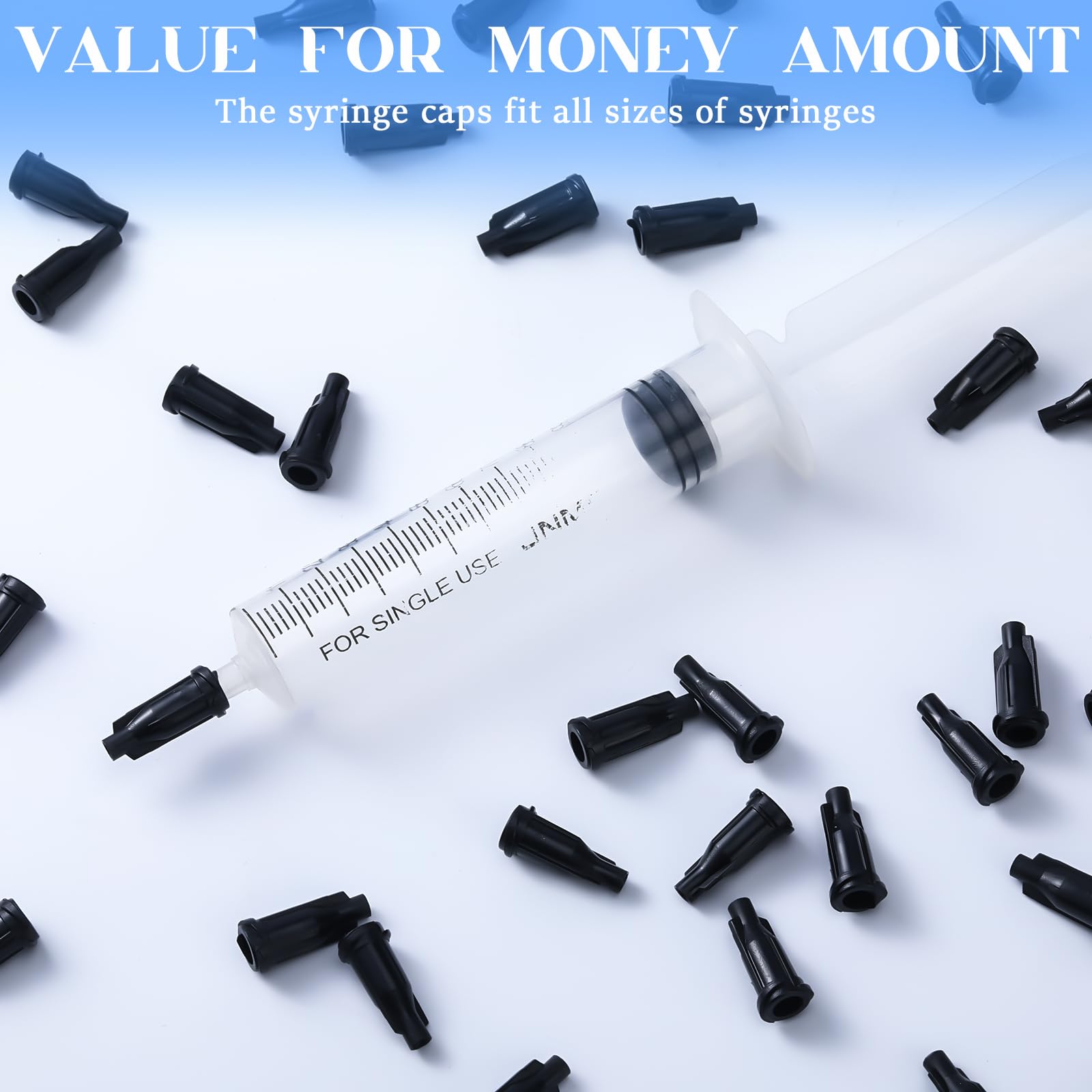 TrelaCo 1000 Pieces Syringe Tip Caps Syringe Caps Dispensing Needle Tip Caps Black Syringe Plug with Storage Box Compatible with Luer Lock Syringes