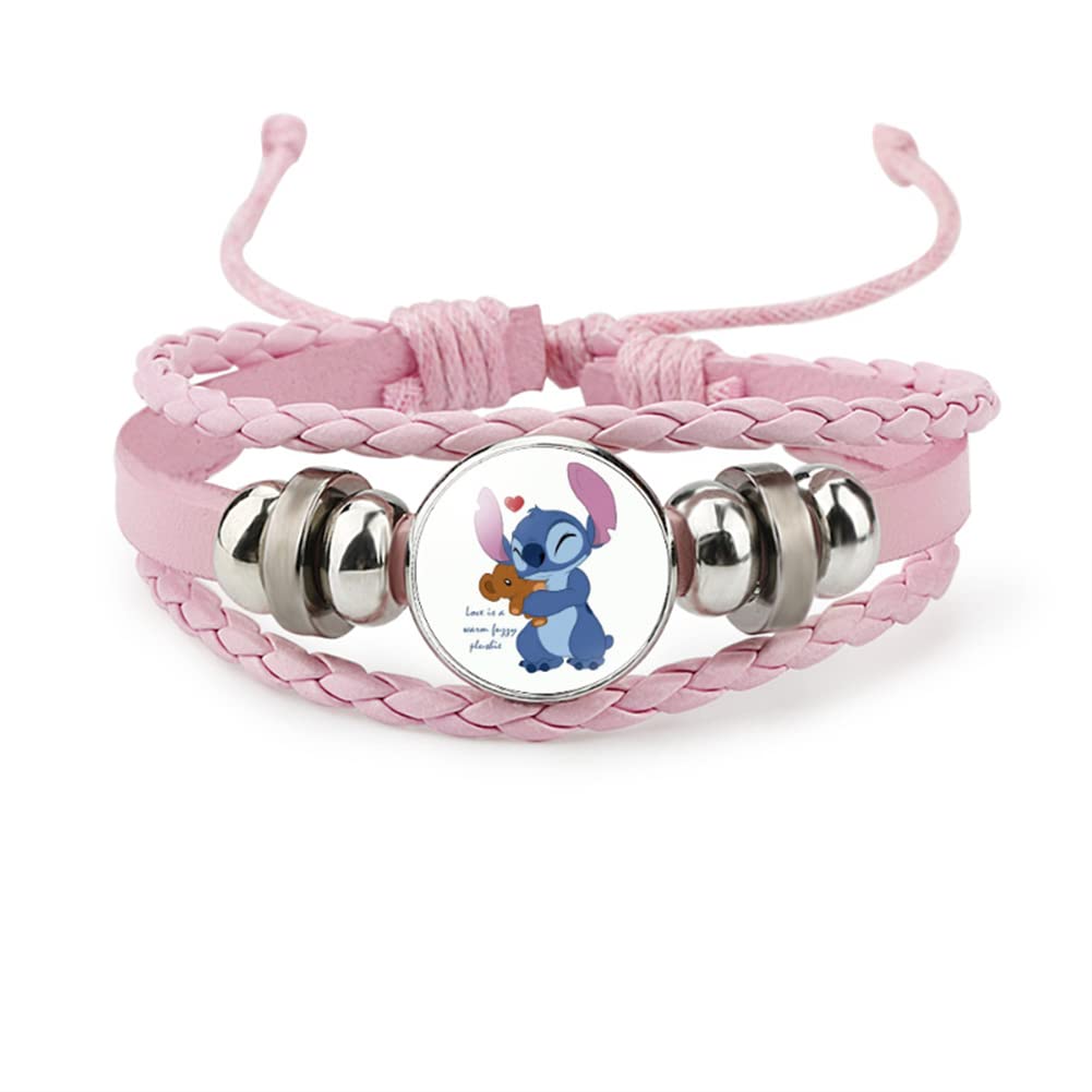 Luxubaby Sittch Bracelet Sittch and Bear Beaded Hand Woven Leather Bracelet Braided Punk Chain Cuff