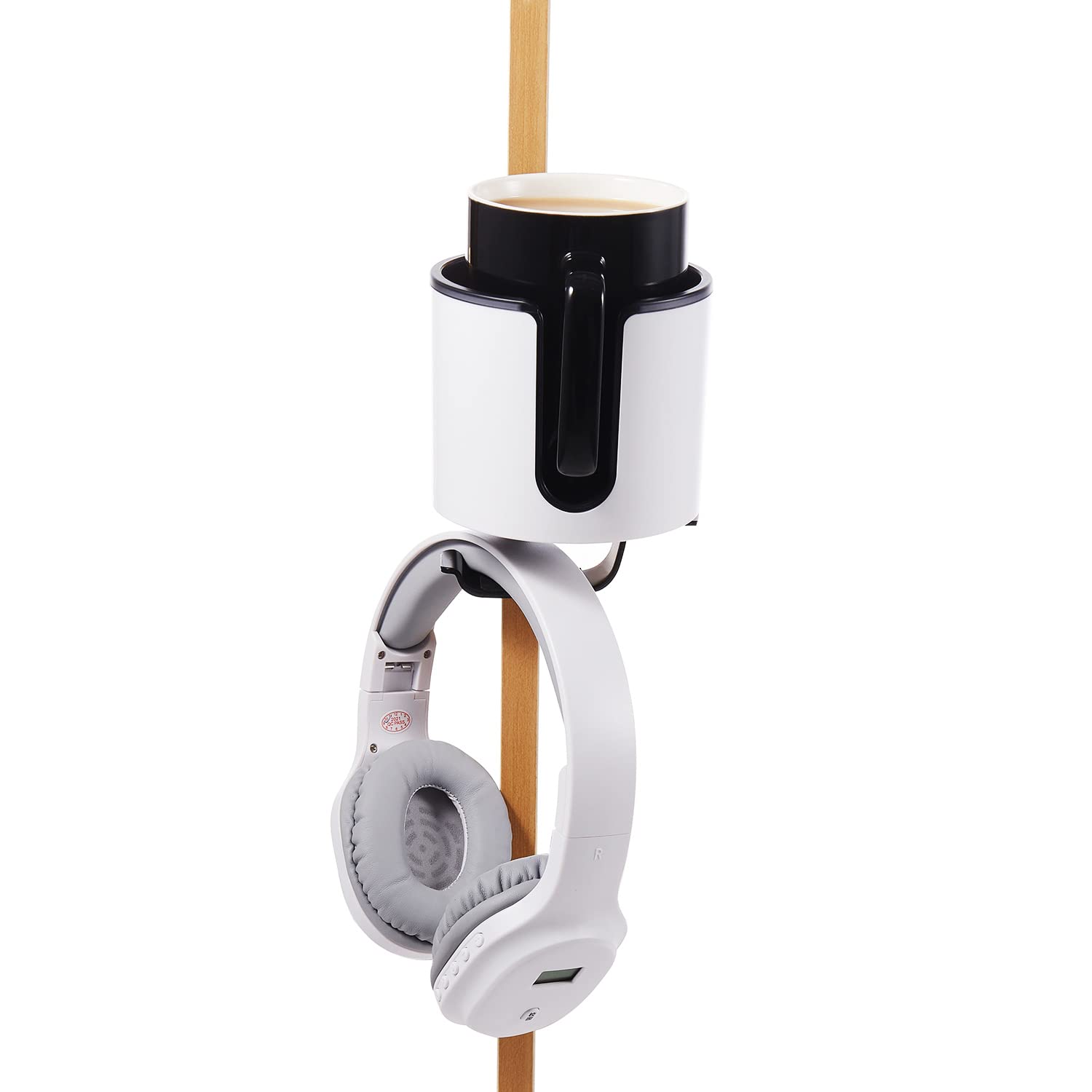 Luxury 2-in-1 Clamp-On Cup Holder/Bottle Holder for Microphone Stand Tube (WHITE)