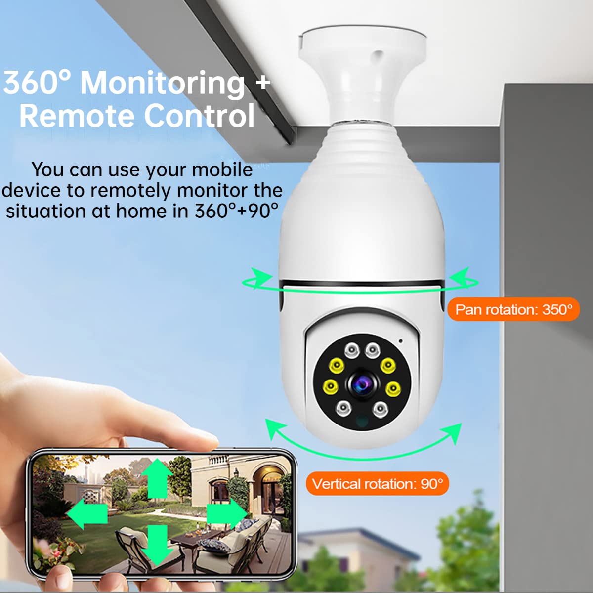 HUMLOIV 1080P Light Bulb Security Camera for Home,5G/2.4G Wireless Outdoor WiFi Surveillance Security Camera,360° Motion Detector/Night Vision/HD/Alarm/Two-Way Audio (2)