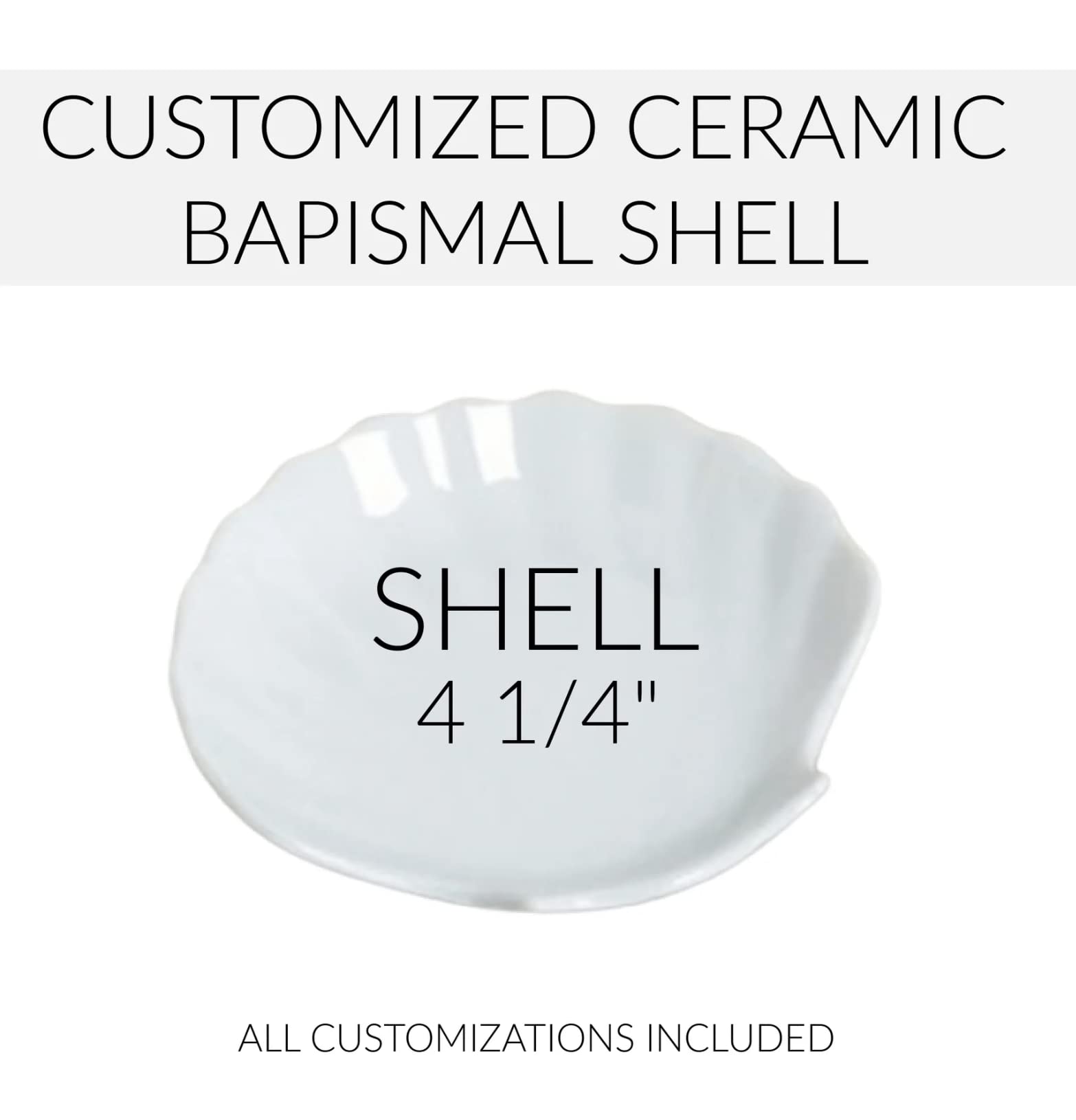 Personalized Baptism Shell – Ceramic – White – 4.25 Inches – Christening Gift – Baptismal Shell Keepsake for Boys and Girls