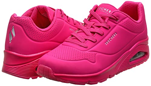 Skechers womens Skecher Street Women's Uno - Night Shades Sneaker, Pink Hot Pink Durabuck Htpk, 9 US