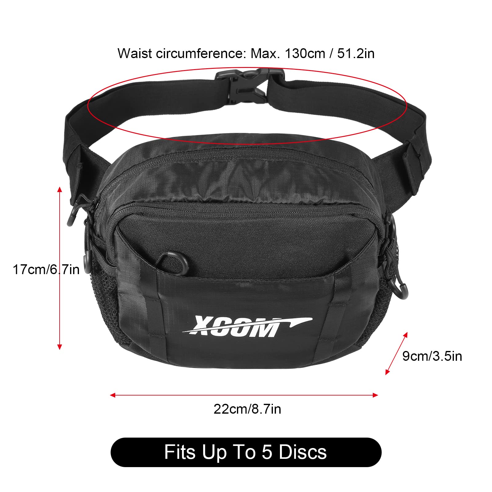 Mengk Disc Golf Bag Adjustable Disc Holder Waist Pack Fits Up to 5 Discs
