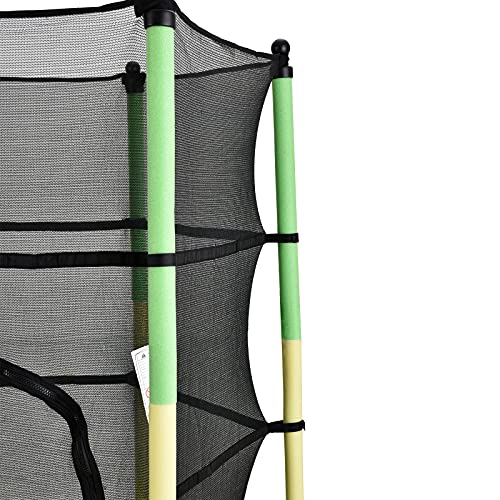 MengK FCH Kinder Trampolin Jumper 140 cm mit gepolsterten Stangen und Sicherheitsnetz, Gelb und Grün