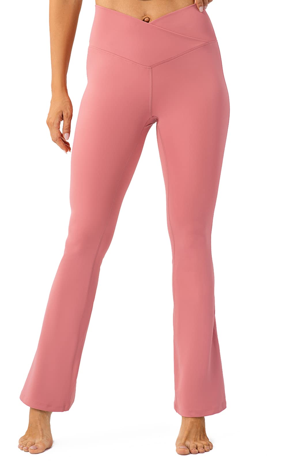 Lavento Women's Bootcut Yoga Pants - Crossover Flare Leggings for Women (Rose Pink, Small)