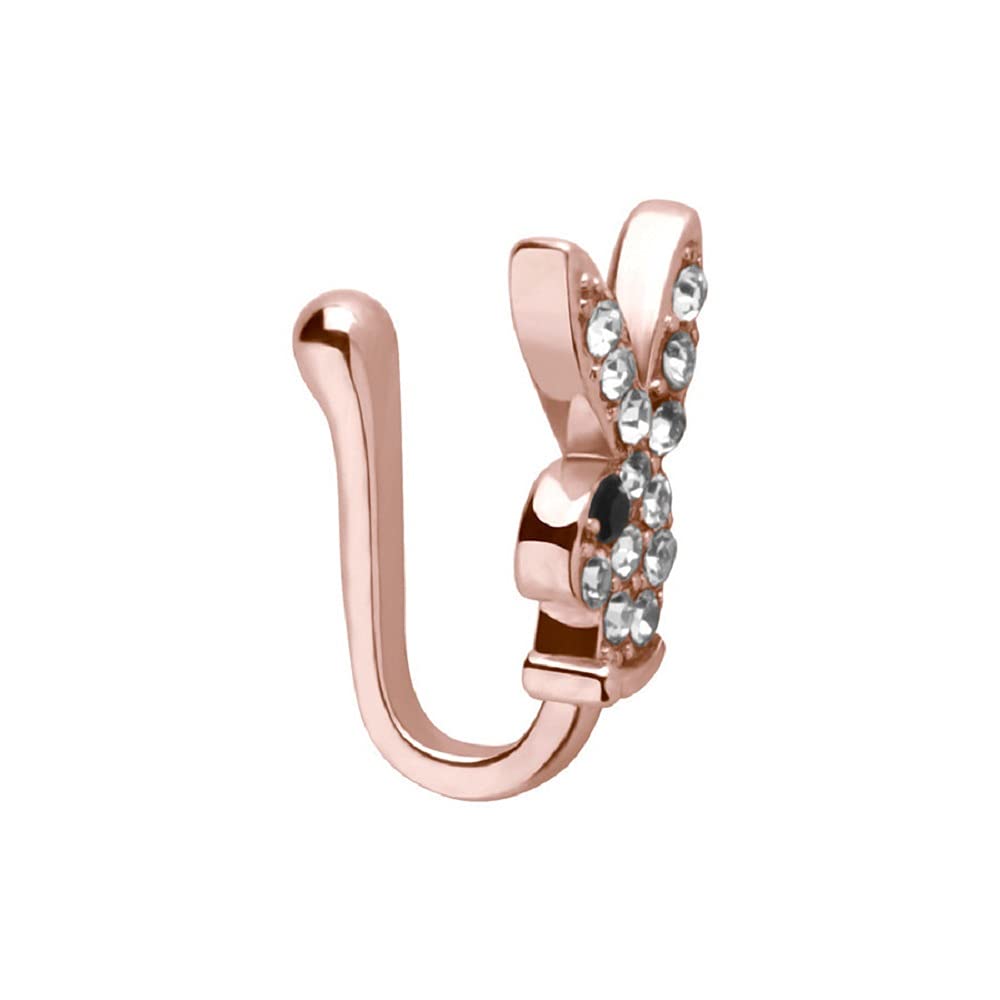 MGQGJY 3PCS Nose Clip On Play boyi Non Piercing Nose Ring CZ Paved Rabbit Bunny Piercing Jewelry