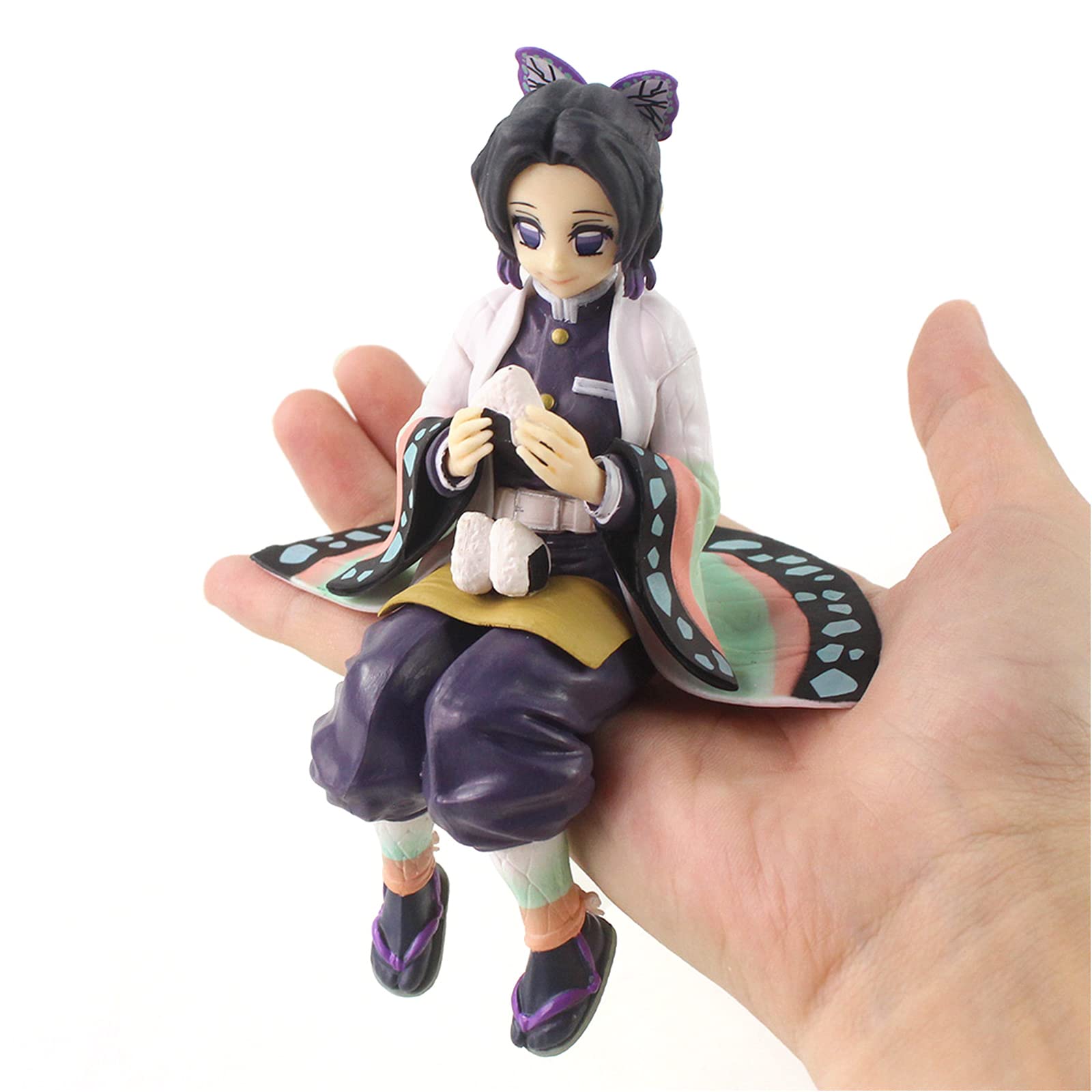 MHCYKJ Shinobu Figure Anime Devil Slayer Eating Rice Balls Sitting Pose Character Action Figure Desk Decor Collection Toy