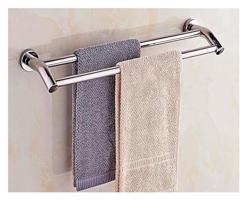 Towel Racks Simple Shelf, Double Rail Wall Mounted Towel Shelf Stainless Steel Bath Towel Holder Hand Towel Hanging Rail for Kitchen Or Bathroom-50Cm/70cm (Color : 40cm)