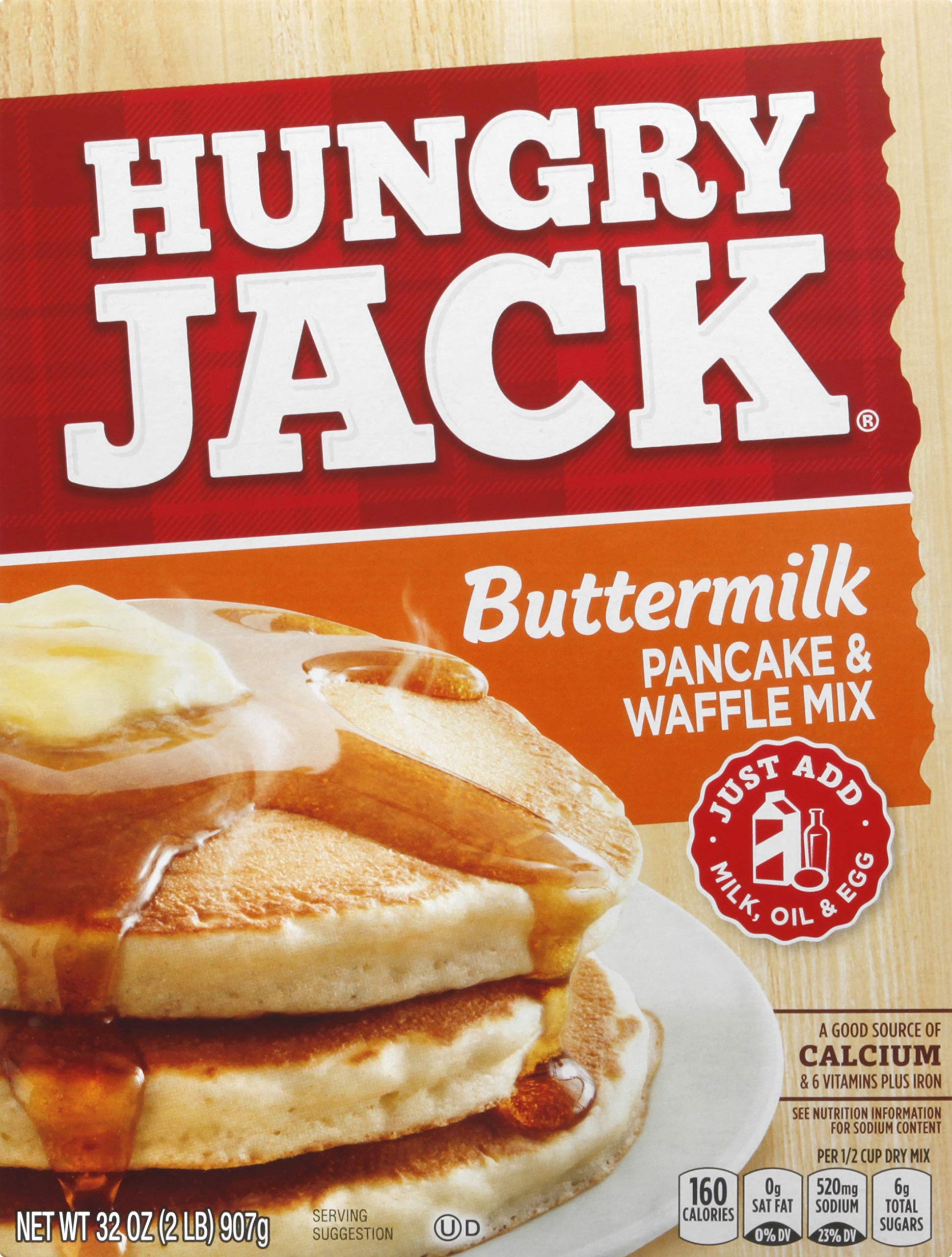 Hungry Jack Buttermilk Pancake and Waffle Mix, 32 Ounce (Pack of 6)