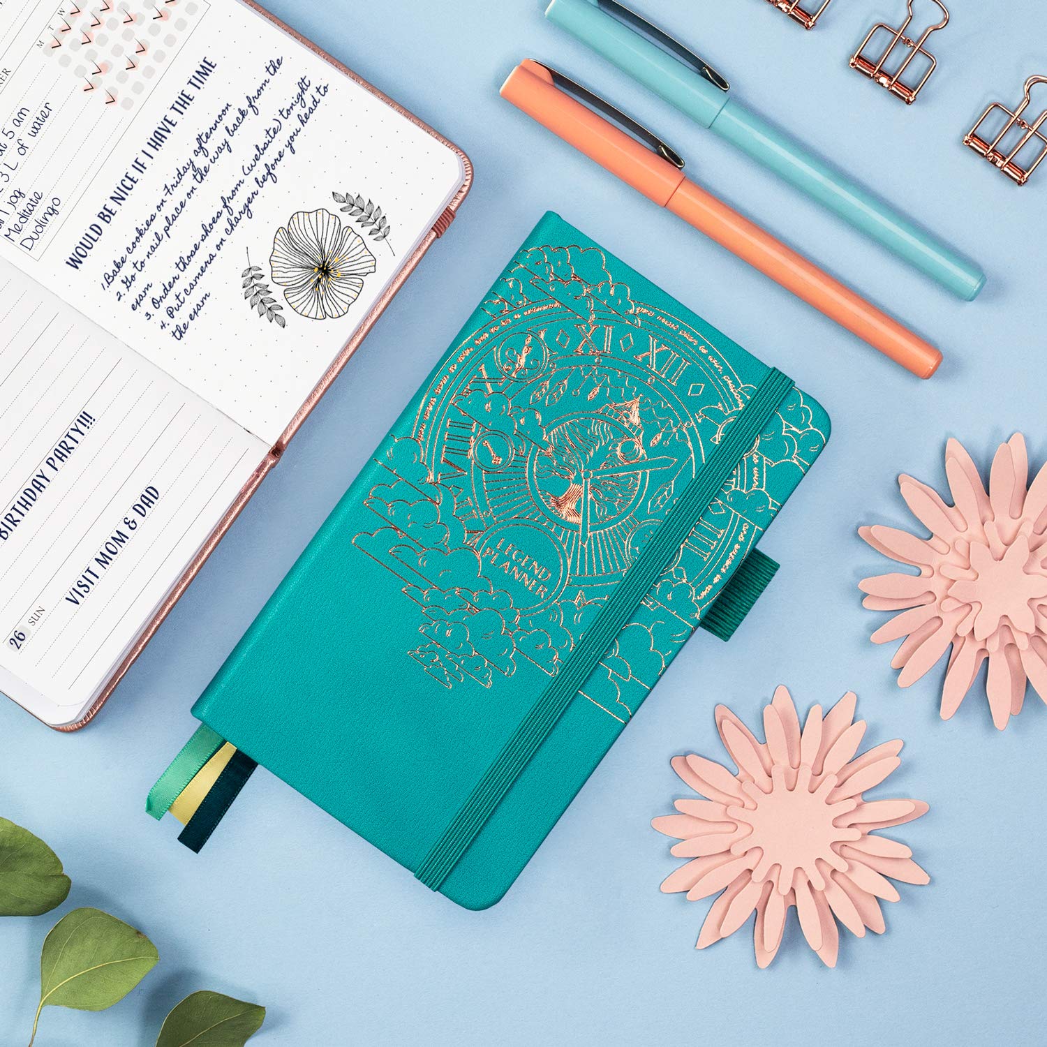 Legend Planner Pocket β Small Undated Monthly & Weekly Goal Journal and Calendar for Productivity, Mini Life Organizer Planner Perfect for Purse, Size: 3.5" x 6.2" Hardcover β Viridian Green