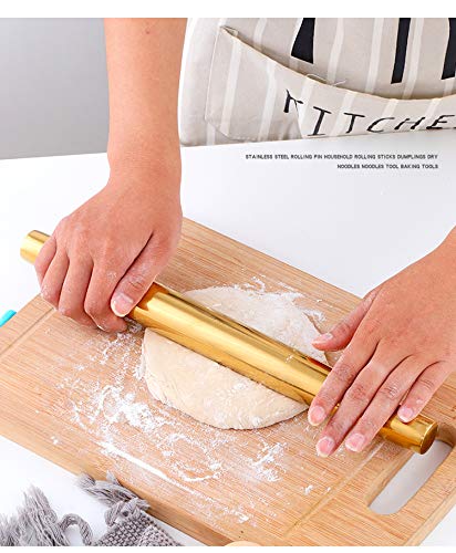 Meisha Stainless Steel Rolling Pin Rainbow Metal Non Stick Dough Roller for Baking Pizza Pastry Dough, Pie Crust & Cookie - Kitchen Cuisine Utensil Smooth Tools - 13 Inches