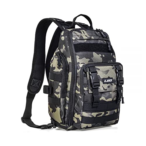 MengK Fishing Tackle Backpack Sling Bag with Rod Holder Fishing Gear Storage Bag Shoulder Backpack