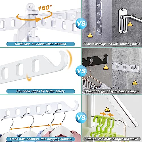 SKIKEN White Closet Hanger with Swing Arm, 8-Hole Heavy Duty Coat Hanger, Space Saver for Closet, Small Drying Hanger Rack for Laundry Room, Bathroom, Sturdy, Aluminum (1Pack, White)