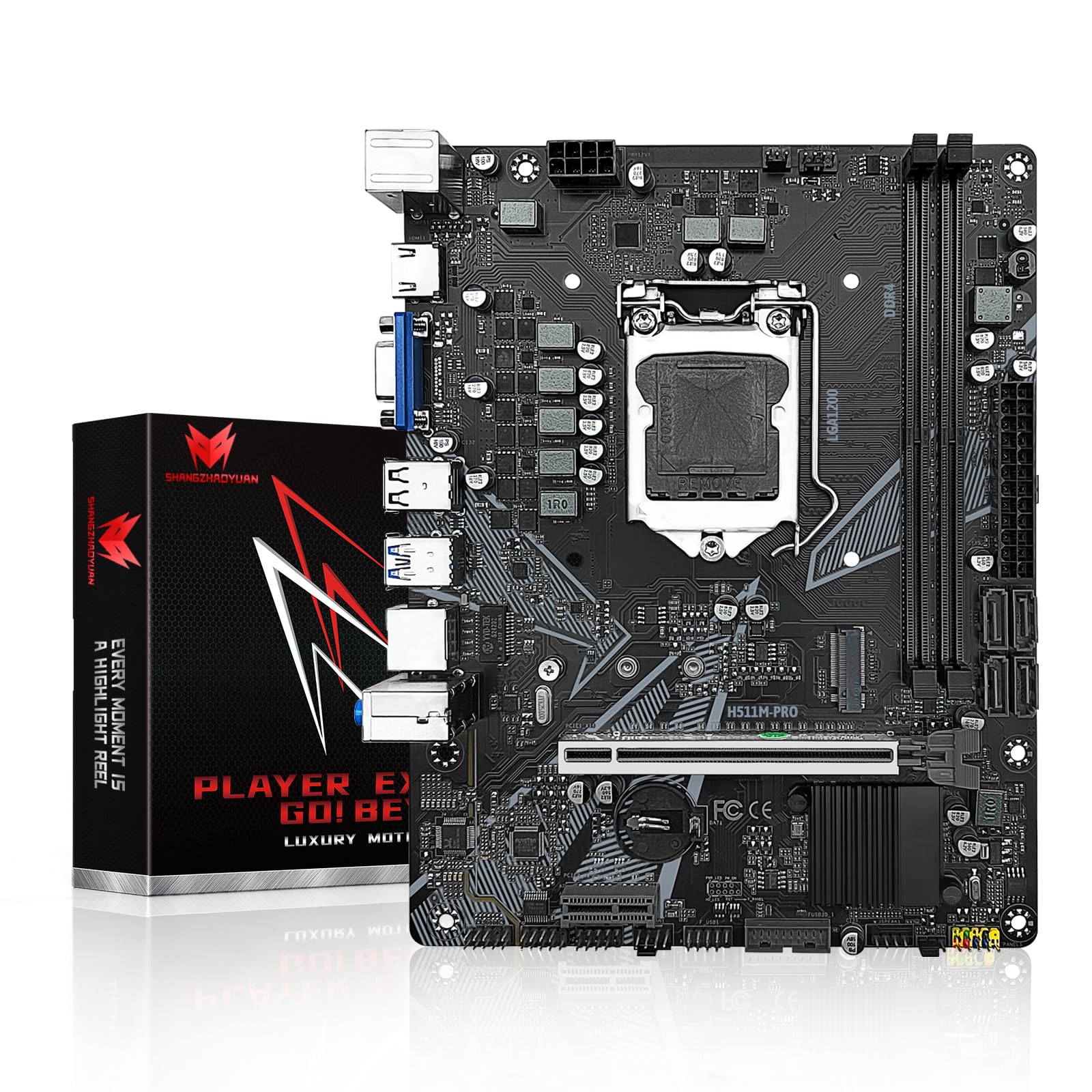 SHANGZHAOYUAN H510M PRO Motherboard LGA 1200 Socket Support 10th and 11th Gen Series Processors (Micro ATX, Dual-Channel DDR4, SATA 6Gbps/s, USB 3.0, NVME M.2, PCIe 3.0, Gigabit LAN)