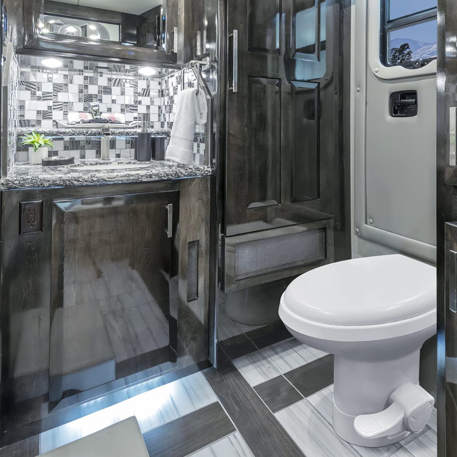 Kohree Gravity Flush Toilet RV Foot Pedal High Toilets 19.7 Inch Height Tall Profile White