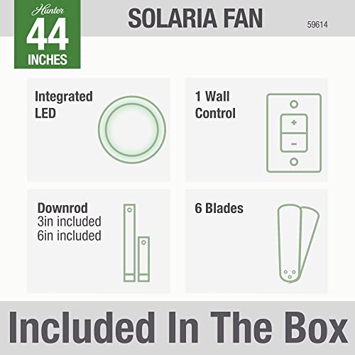Hunter Fan Company 59624 Solaria Ceiling Fan, 60, Matte Black Finish
