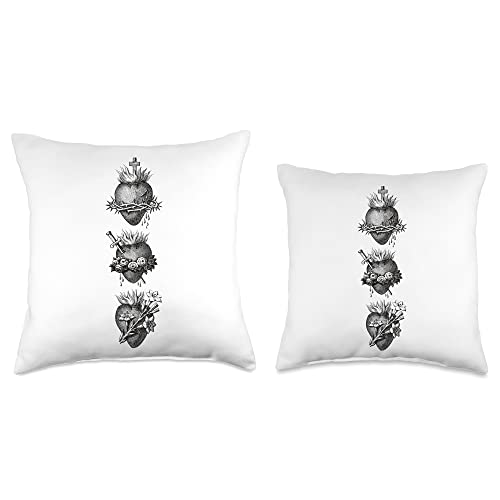 MJ Sacred Art Hearts of The Family of Jesus Christ Catholic Throw Pillow, 18x18, Multicolor