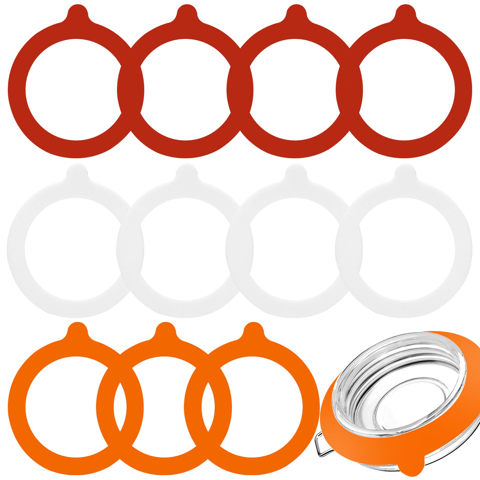 Rimoev 12 PCS Rubber Seals for Glass Jars, 3.75 inch Silicone Jar Gaskets Silicone Gasket, Replacement Airtight Leakproof Gaskets for Mason Jars Jar Lids (3 Colors)
